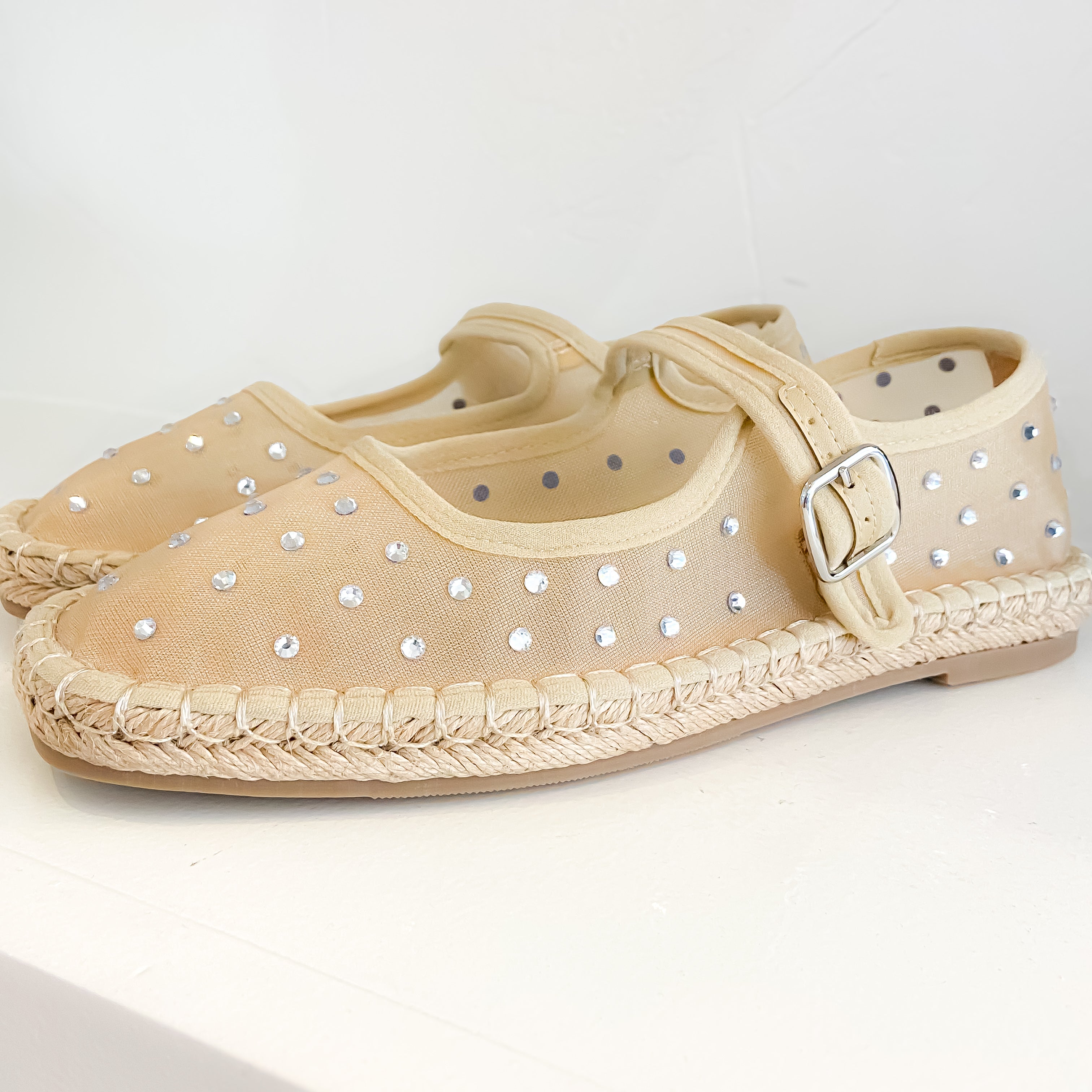 Meg Rhinestone & Mesh Buckle Flat – Dotsy's Boutique